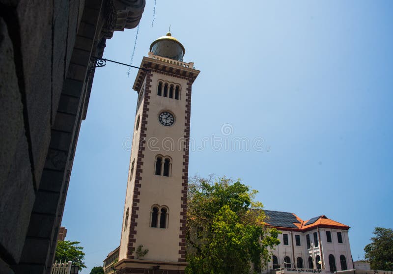 Lighthouse Clock Tower at Colombo, Sri Lanka Stock Photo - Image of ...