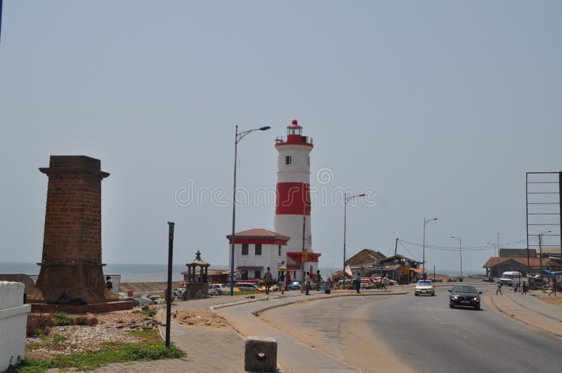 Lighthouse on the Coast of Accra, Ghana Stock Image - Image of boat ...