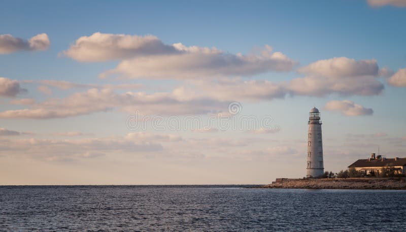 Lighthouse on the coast stock photo. Image of background - 25522066