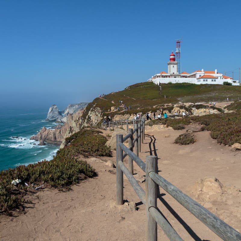 Lighthouse and Coast, Cabo Da Roca, Sintra, Portugal Stock Image ...