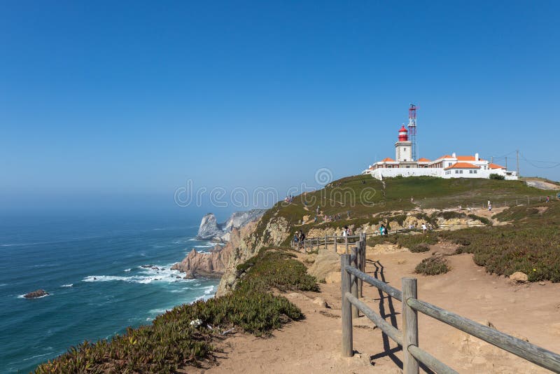 Lighthouse and Coast, Cabo Da Roca, Sintra, Portugal Stock Image ...