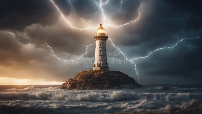 Lighthouse on the Coast Highly of Lighthouse in Stormy Landscape Leader ...