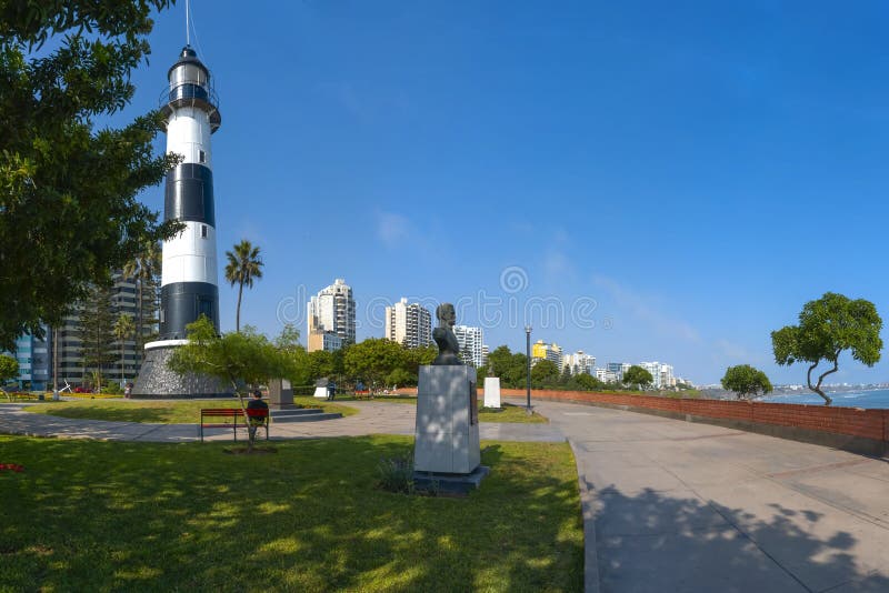 Lighthouse on the Coast of Lima, Peru Stock Image - Image of historic ...