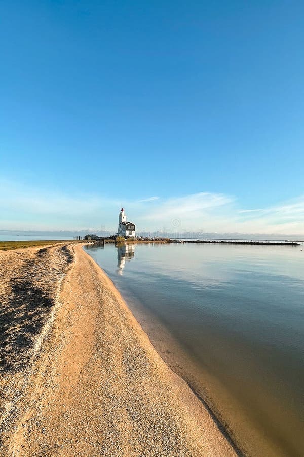 The Lighthouse for the Coast of Marken, the Netherlands Stock Image ...