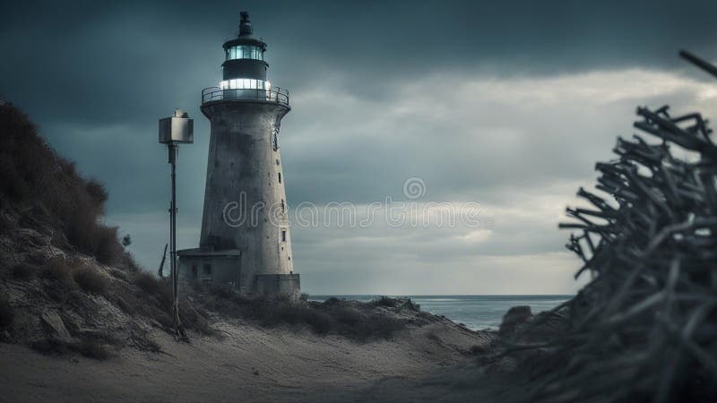 Lighthouse on the Coast a Scary Lighthouse in a Dystopian Time, Stock ...