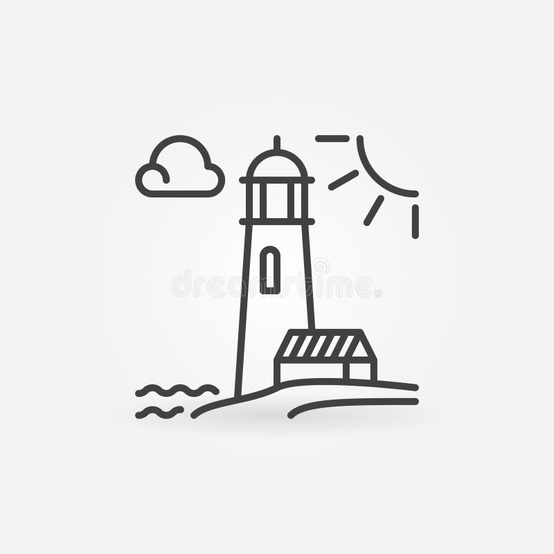 Lighthouse on the Coast Vector Concept Line Icon or Symbol Stock Vector ...