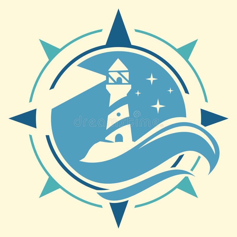 Lighthouse and Compas Vector Logo Illustration Stock Vector ...
