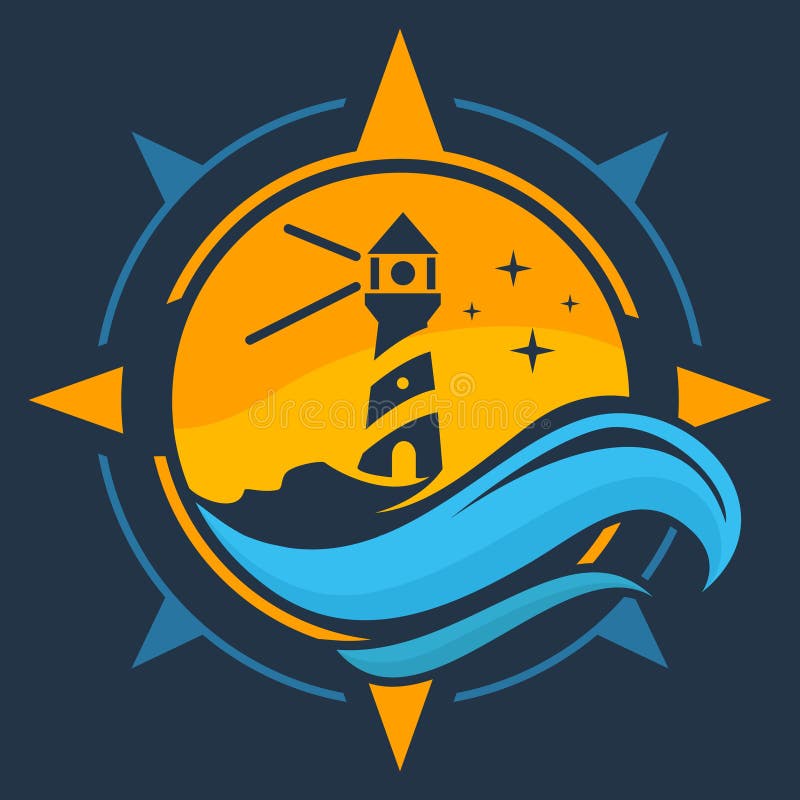 Lighthouse and Compas Vector Logo Illustration Stock Vector ...