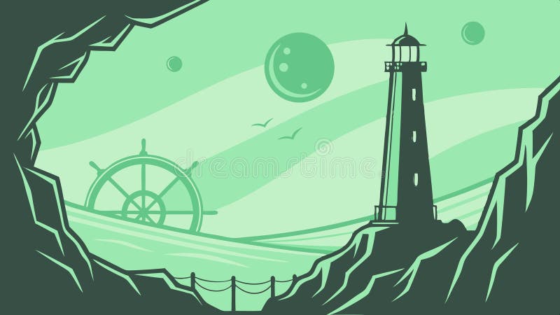 Lighthouse and Compass in Cosmos. Celestial Navigation Vector, Vector ...