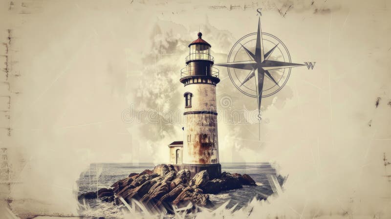 A Lighthouse with a Compass on Top. Suitable for Navigation and ...