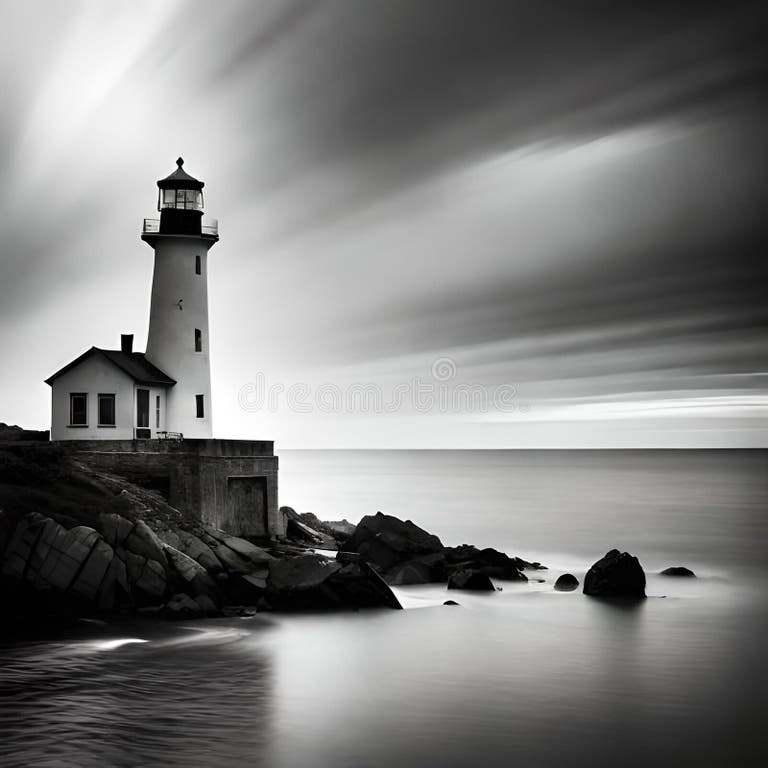A Lighthouse Contrast Highlights Vintage Backlighting Stock ...