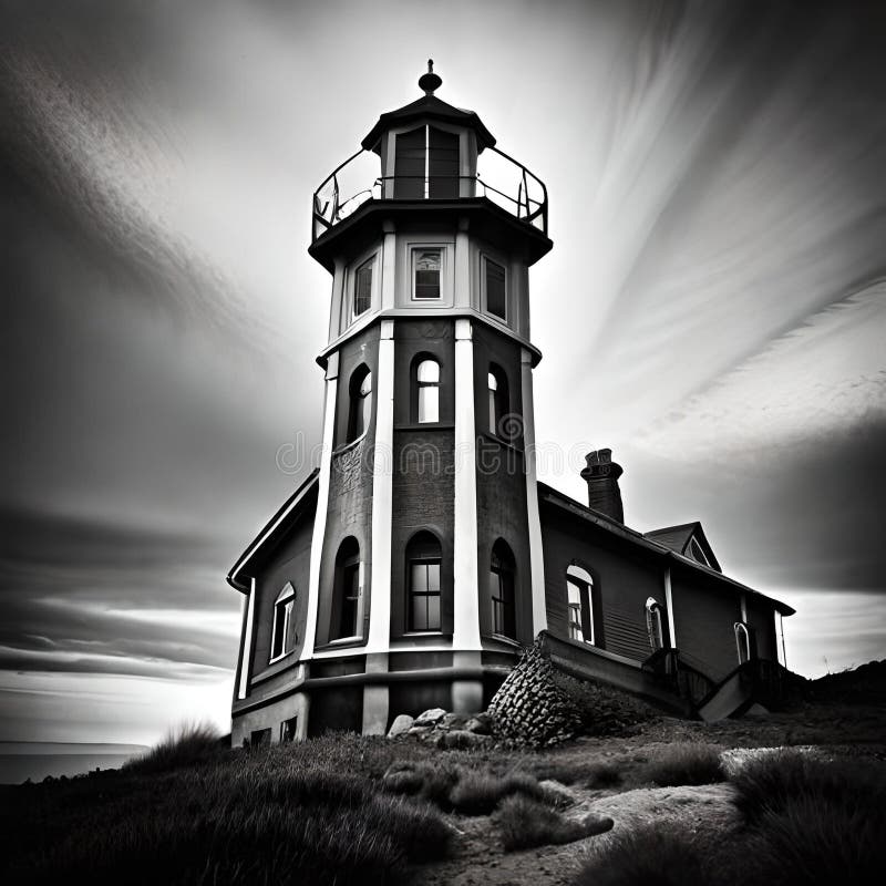 A Lighthouse Contrast Highlights Vintage Backlighting Stock ...