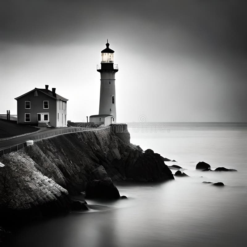 A Lighthouse Contrast Highlights Vintage Backlighting Stock ...