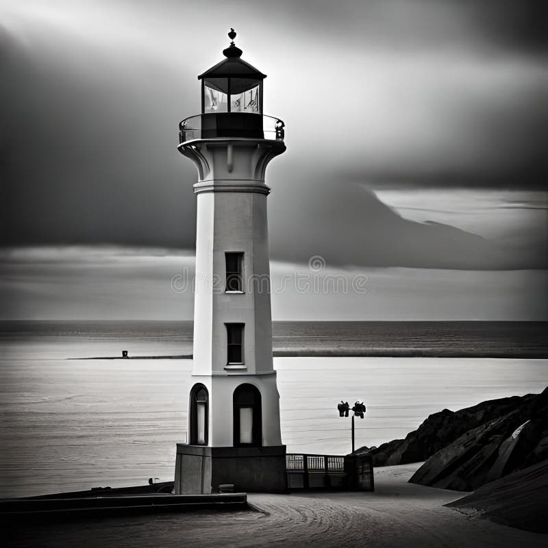 A Lighthouse Contrast Highlights Vintage Backlighting Stock ...