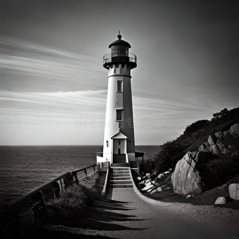 A Lighthouse Contrast Highlights Vintage Backlighting Stock ...