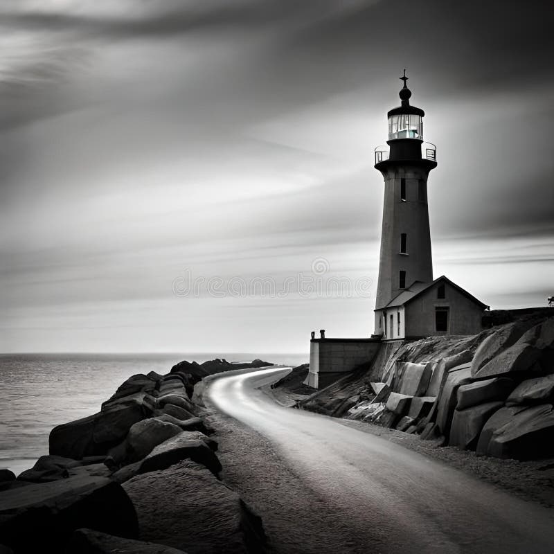 A Lighthouse Contrast Highlights Vintage Backlighting Stock ...
