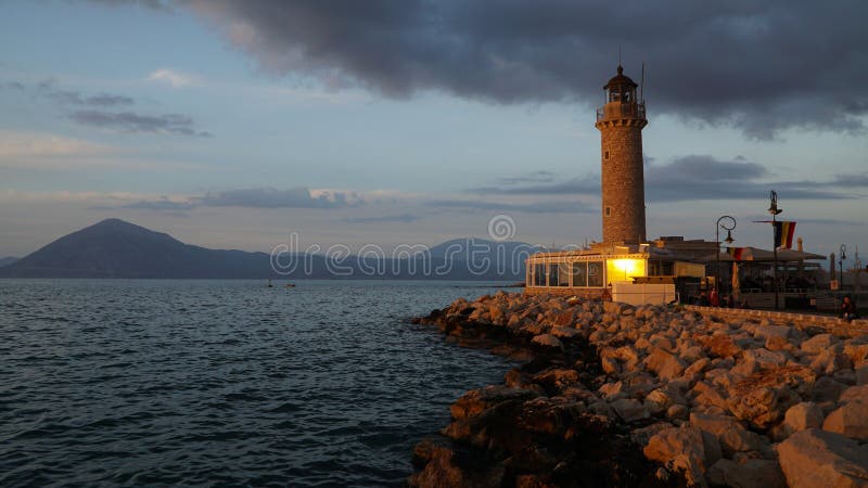 Lighthouse in Corinth, Greece. Editorial Photography - Image of ...