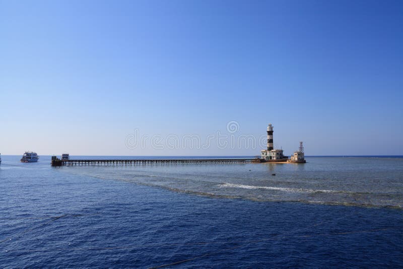 Lighthouse of the Daedalus Reef Stock Image - Image of ocean, jetty ...