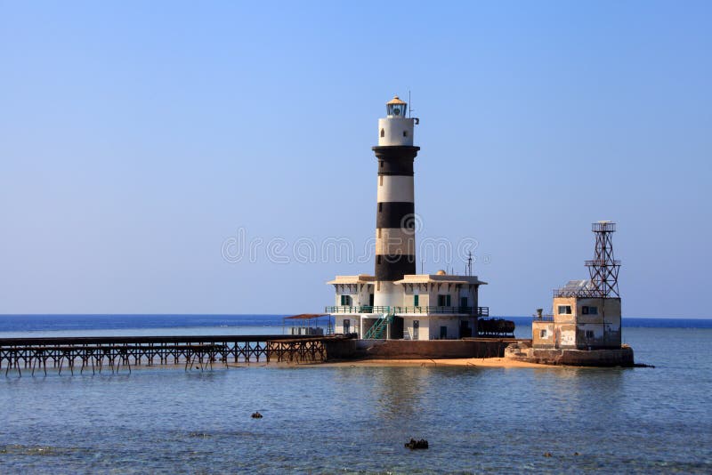 Lighthouse of the Daedalus Reef Stock Image - Image of mark, navy: 38409275