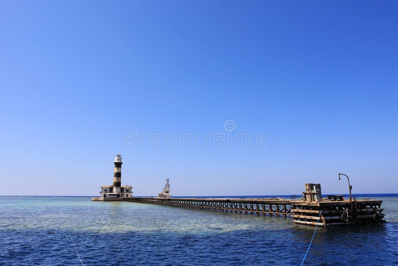 Lighthouse of Daedalus Reef Stock Photo - Image of lighthouse, hurghada ...
