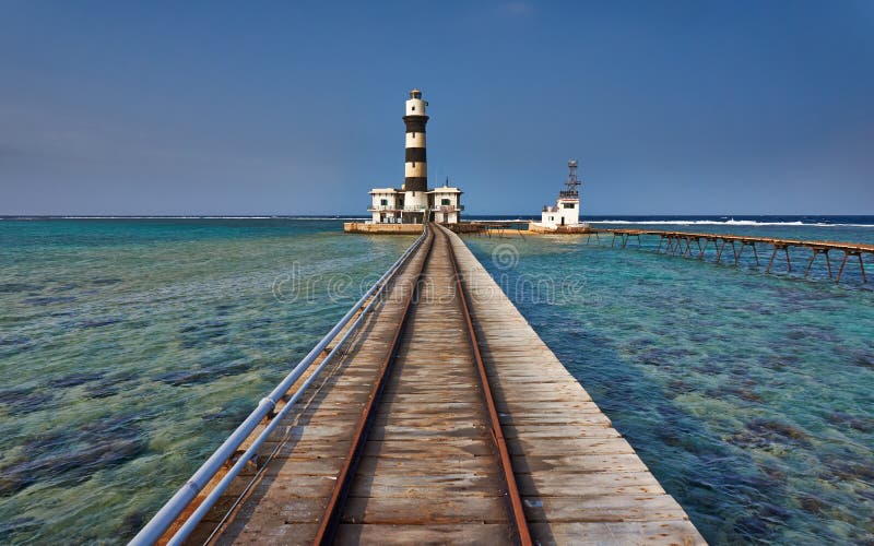 The Lighthouse of Daedalus Reef Red Sea - Egypt Stock Image - Image of ...