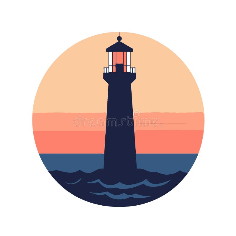 Lighthouse at Dawn with a Calm Sea Vector Stock Illustration ...