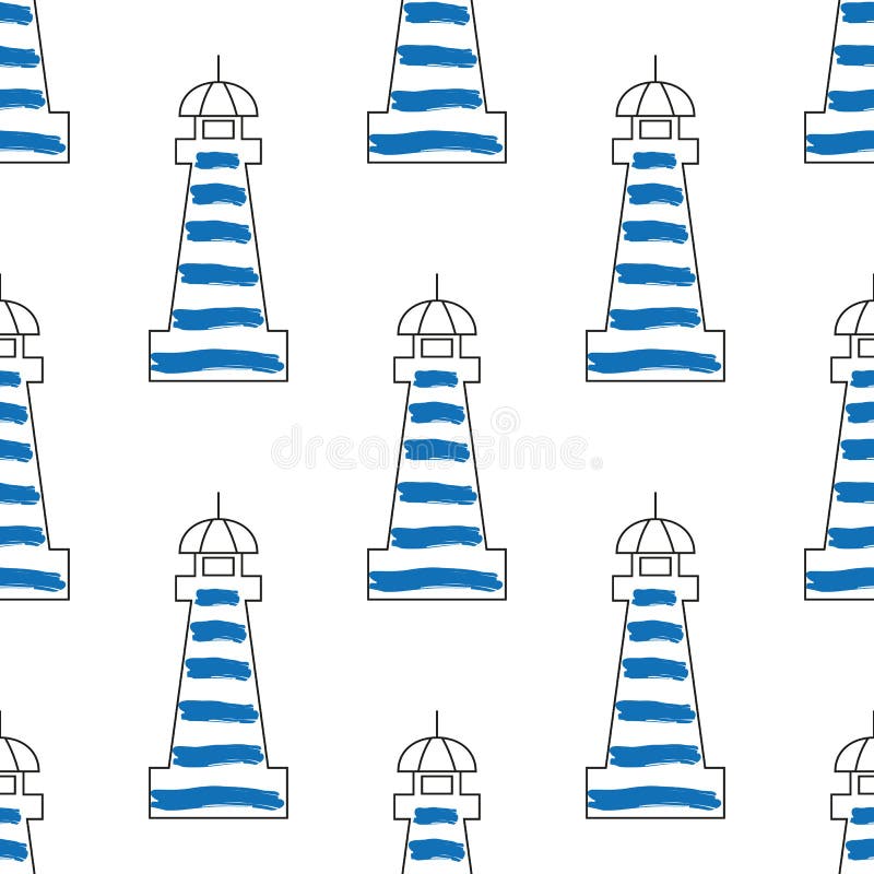Lighthouse Design Vector Illustration. Seamless Lighthouse Pattern ...