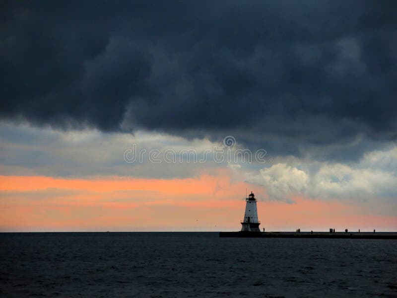 Lighthouse in the Distance, Horizontal Stock Photo - Image of guidance ...