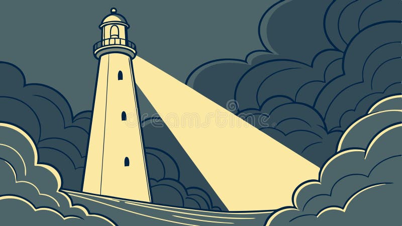 Lighthouse Emitting Strong Beam, Guiding Light Safety, Vector Design ...