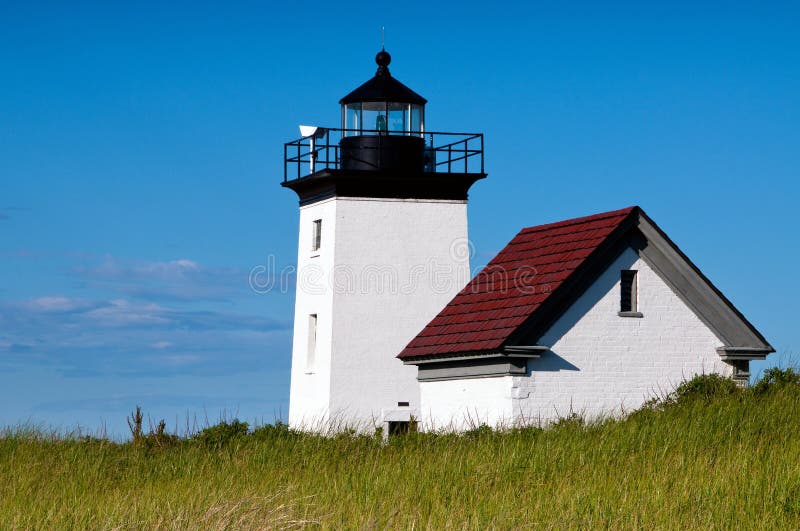 Lighthouse at the End of Cape Cod Stock Image - Image of grass ...