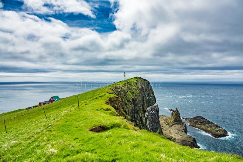 Lighthouse at the End of the Island Stock Photo - Image of straight ...