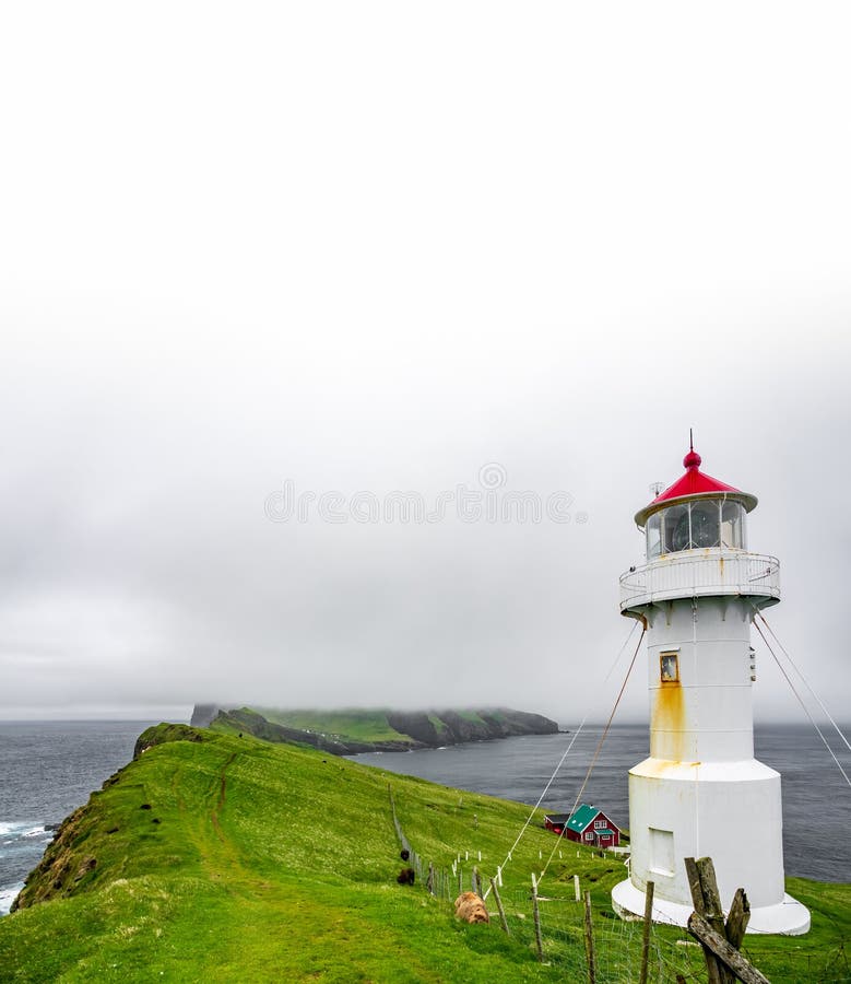 Lighthouse at the End of the Island Stock Image - Image of iron ...