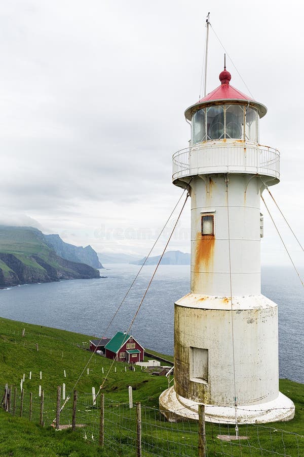 Lighthouse on Faroe Islands. Stock Photo - Image of white, navigation ...