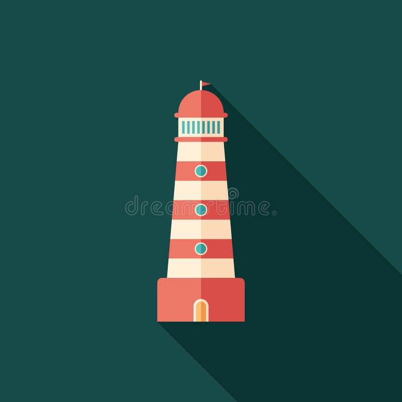Lighthouse Flat Square Icon with Long Shadows. Stock Vector ...