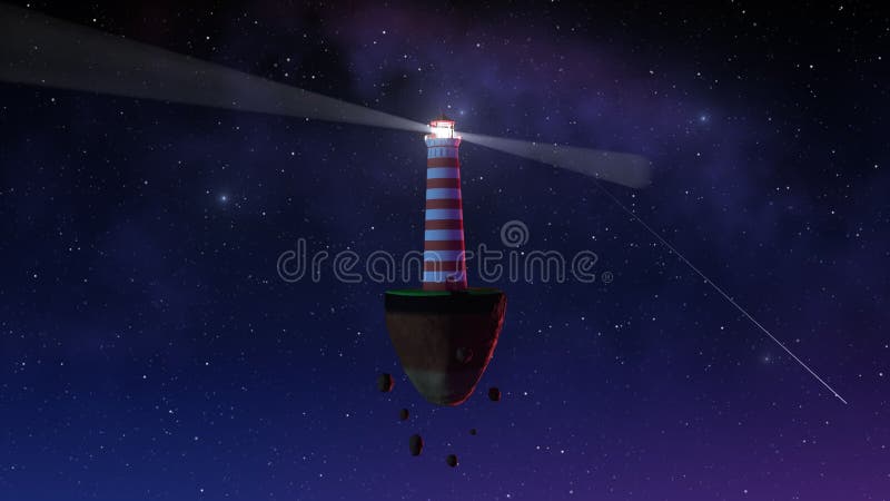 Lighthouse Floating in Space in the Center Loop Stock Video - Video of ...