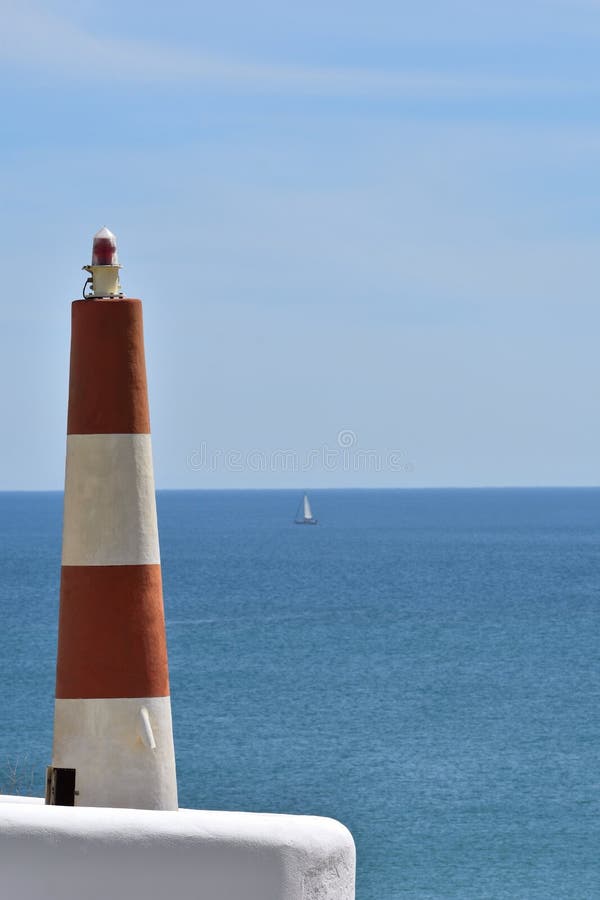 Lighthouse in the Foreground of Atlantic Ocean Stock Image - Image of ...