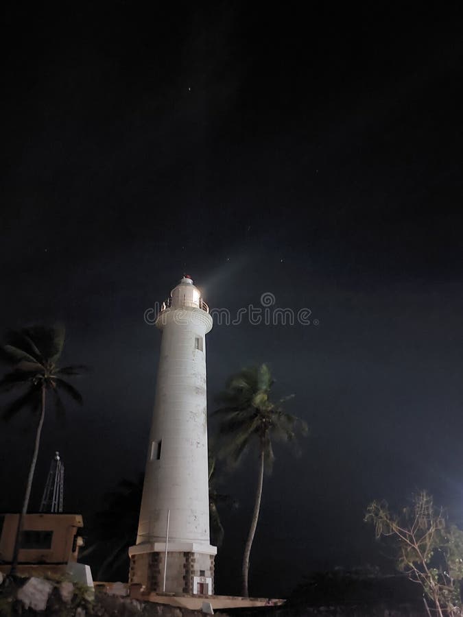Lighthouse Galle Fort Nightsky Direction Stars Stock Photo - Image of ...