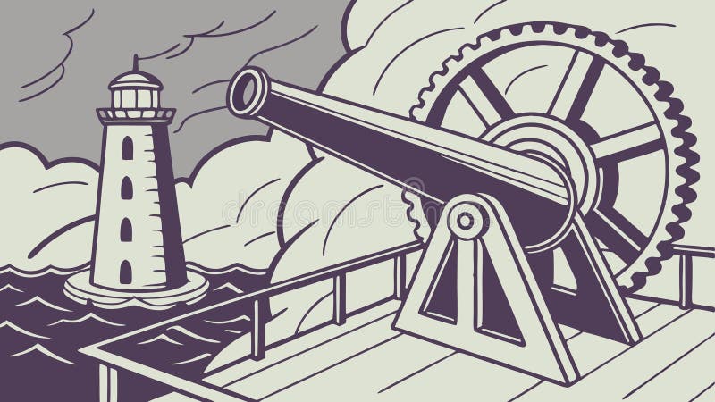 Lighthouse and Gears, Steampunk Maritime Innovation. Vector Design ...