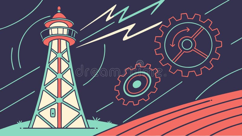 Lighthouse and Gears, Technology and Navigation Vector. Vector Design ...