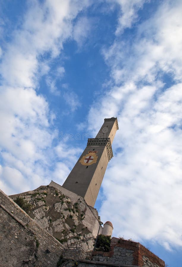 Lighthouse of Genoa stock image. Image of clouds, tower - 14521935