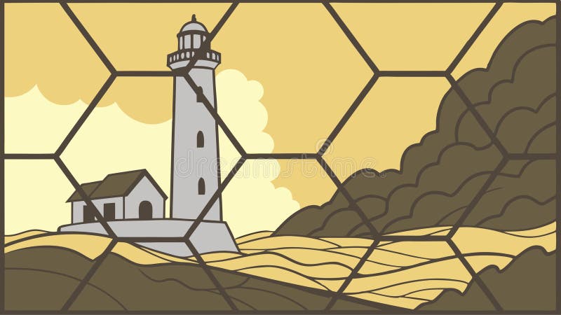 Lighthouse in Geometric Landscape, Modern Architecture, Abstract Coast ...