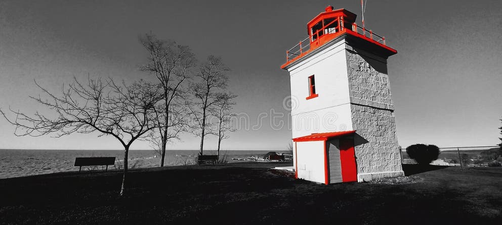 Lighthouse of Goderich stock image. Image of reflection - 239155137