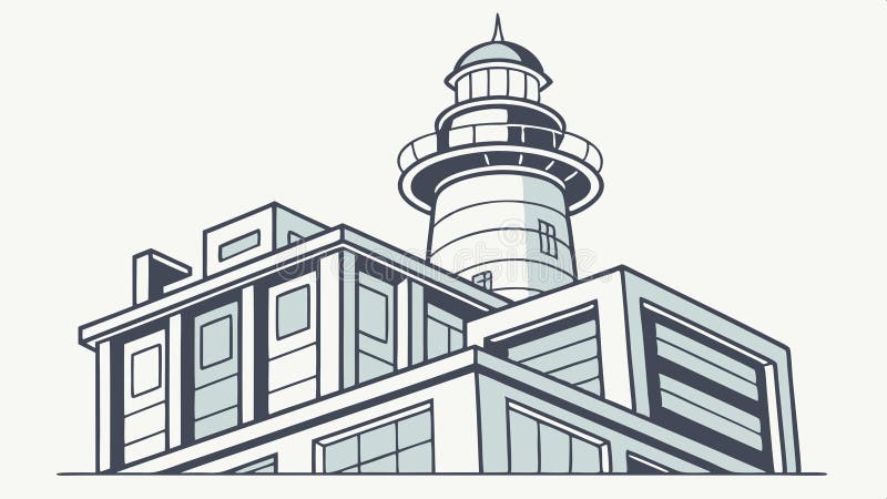 Lighthouse Graphic with Elegant Swirling Decorative Elements and Floral ...