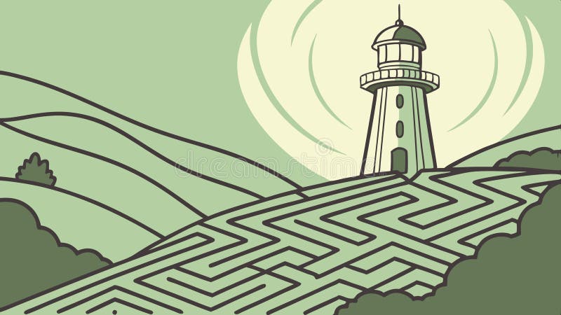 Old Lighthouse Guiding the Way in Ocean Storm Stock Illustration ...