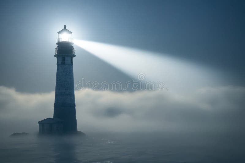 Lighthouse Guiding Safely through Thick Fog on a Tranquil Evening by ...