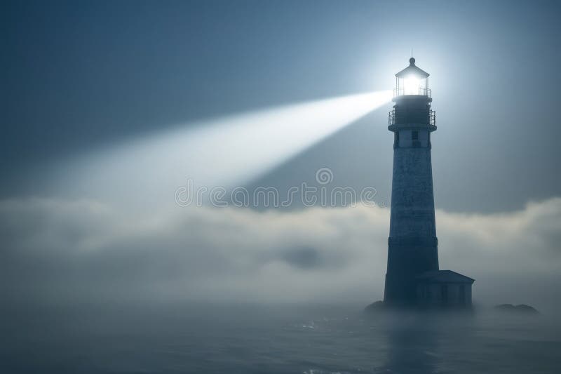 Lighthouse Guiding Safely through Thick Fog on a Tranquil Evening by ...