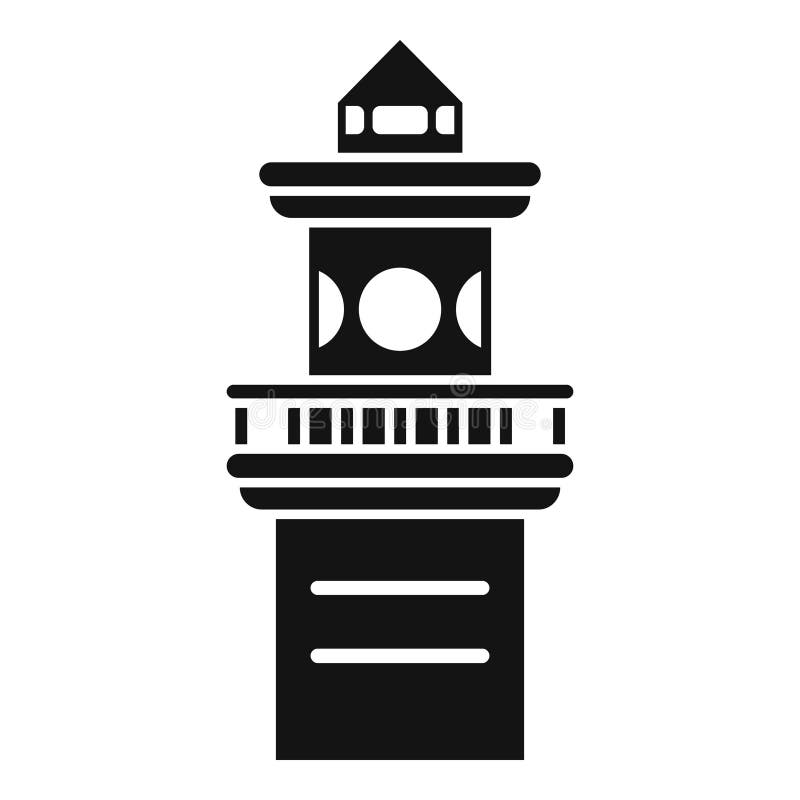 Lighthouse Guiding Ships at Night with Bright Beam of Light Icon Stock ...