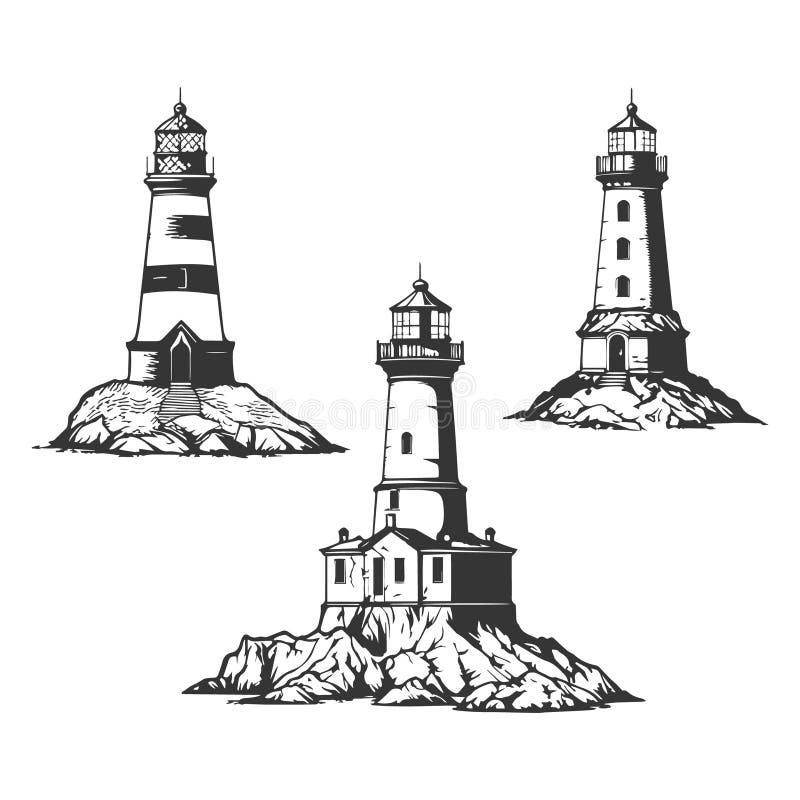 Lighthouse Hand Drawn Sketch Vector Illustration Stock Vector ...