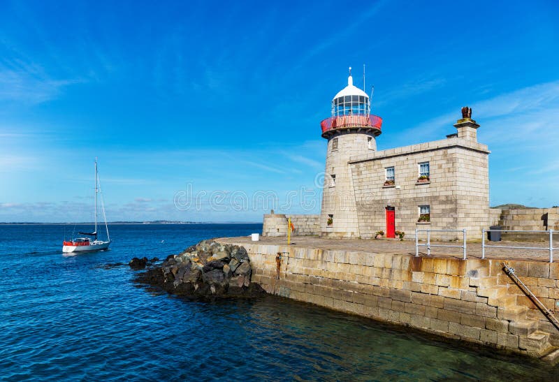 Lighthouse at the Harbor of Howth Near Dublin, Ireland Stock Photo ...