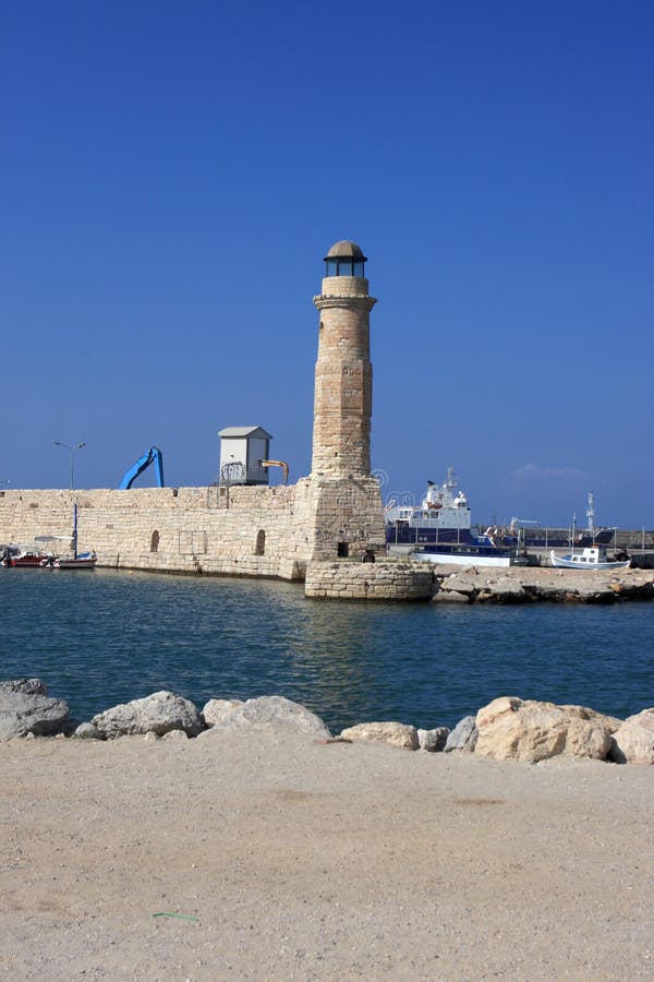 Lighthouse in Rethymno Crete Greece Stock Image - Image of stone ...